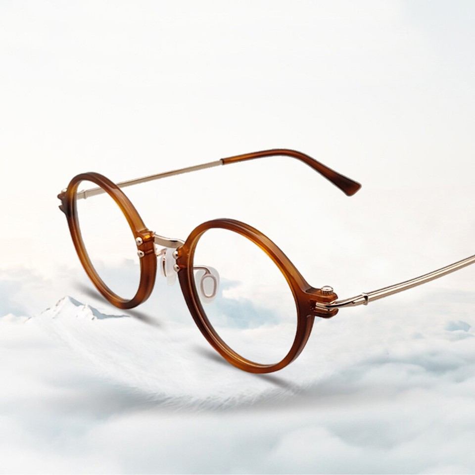 Retro Round Eyeglasses Frame For Men Women Vintage Ultra Light Plate ...