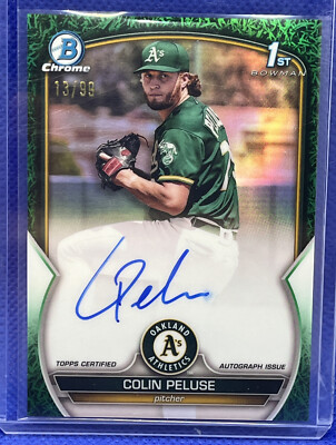2023 Bowman Chrome Colin Peluse Auto Green Grass Refractor /99 1st ...