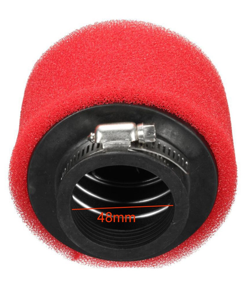 47mm 48mm Red Straight Foam Air Filter 125cc 140cc 150cc 160cc Buggy ...