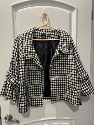 23rd St Short Waist Jacket Black And White Check | eBay
