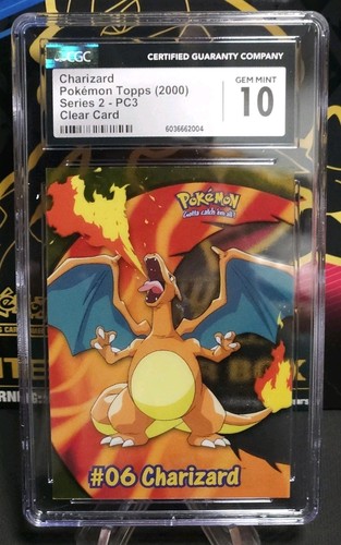 Pokémon Charizard Topps Series 2, TV Animation Clear Card #PC3, CGC 10 ...
