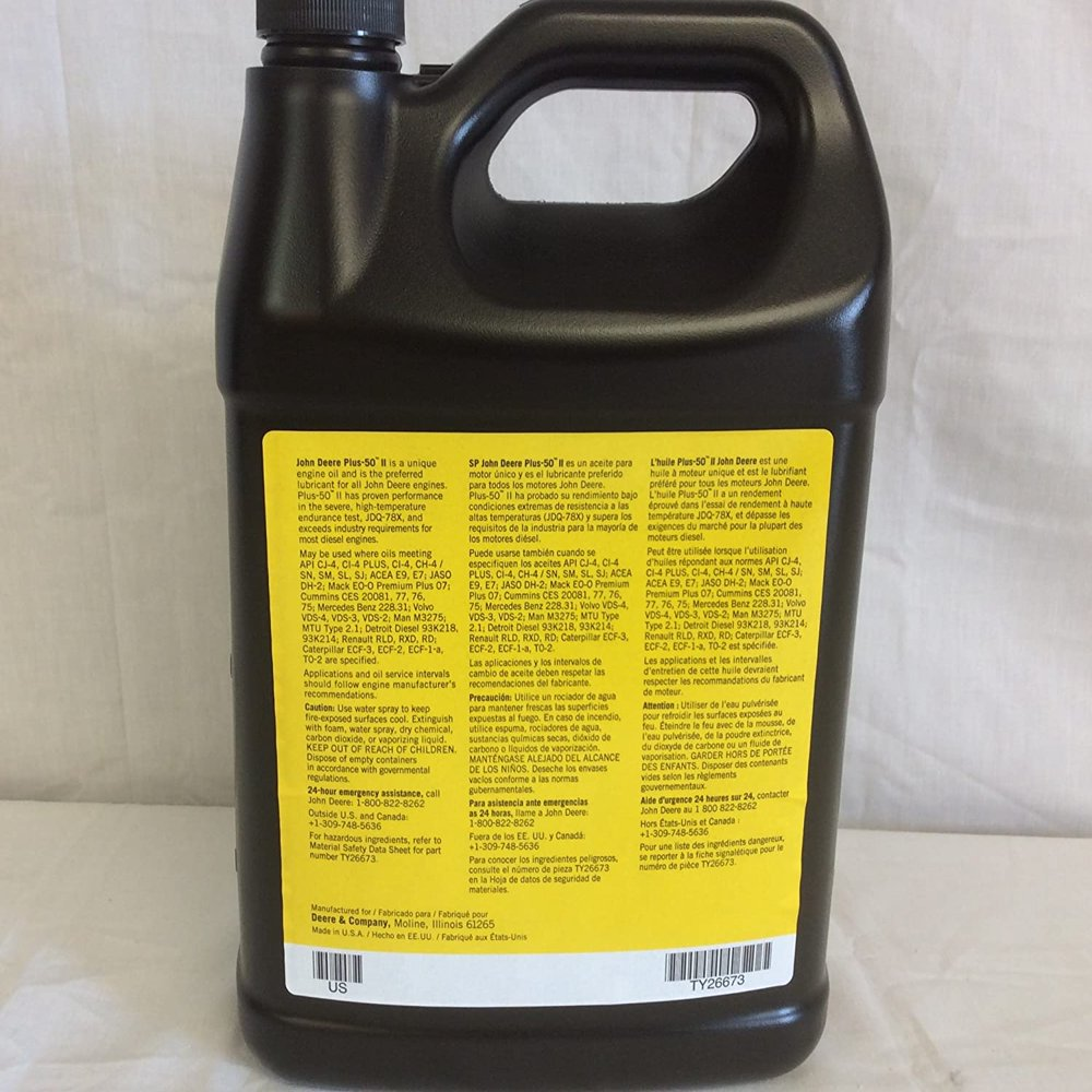 John Deere Original Equipment Plus-50 II Oil 15W40 CK4/SN #TY26673 | eBay