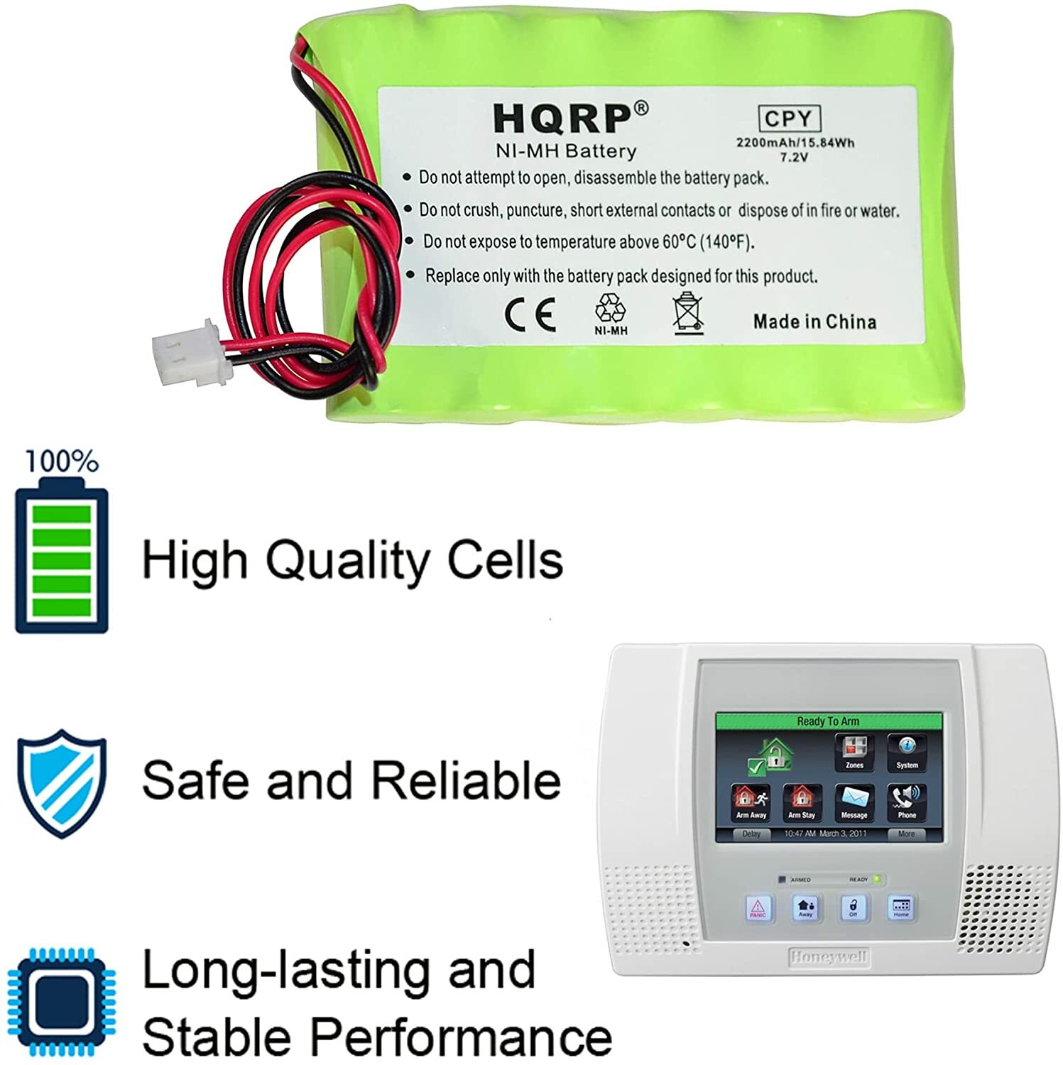 HQRP Battery for Ademco Honeywell LYNX Plus Touch SIA Voice Security ...