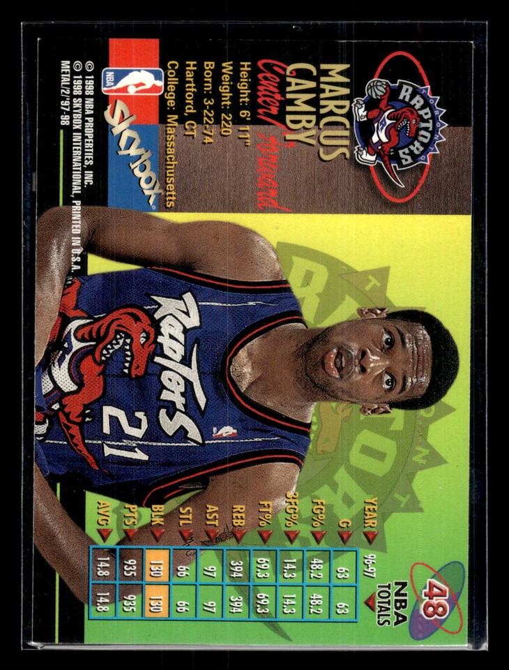 1997 Metal Universe Championship #48 Marcus Camby Toronto Raptors Mint+ ...