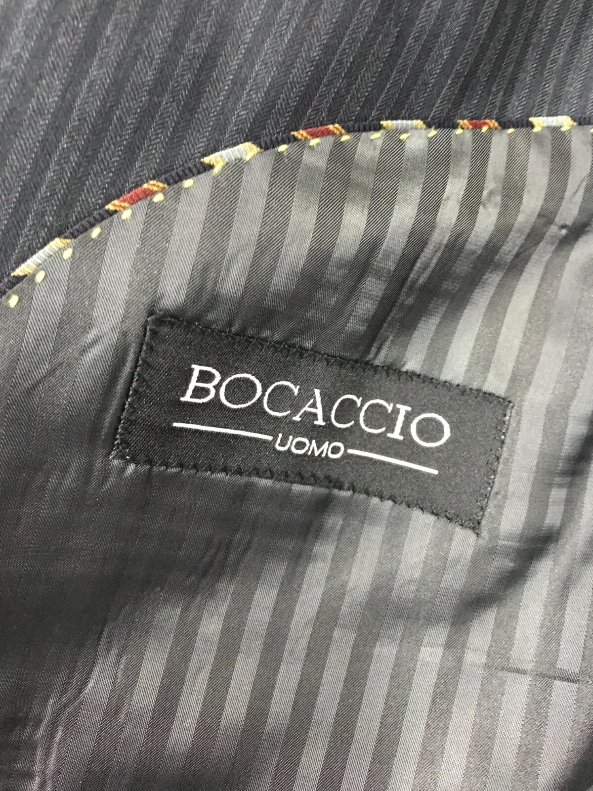 Bocaccio Uomo Dark Grey Stripped 3 Piece Jacket Pants Vest SUIT Size 46 ...