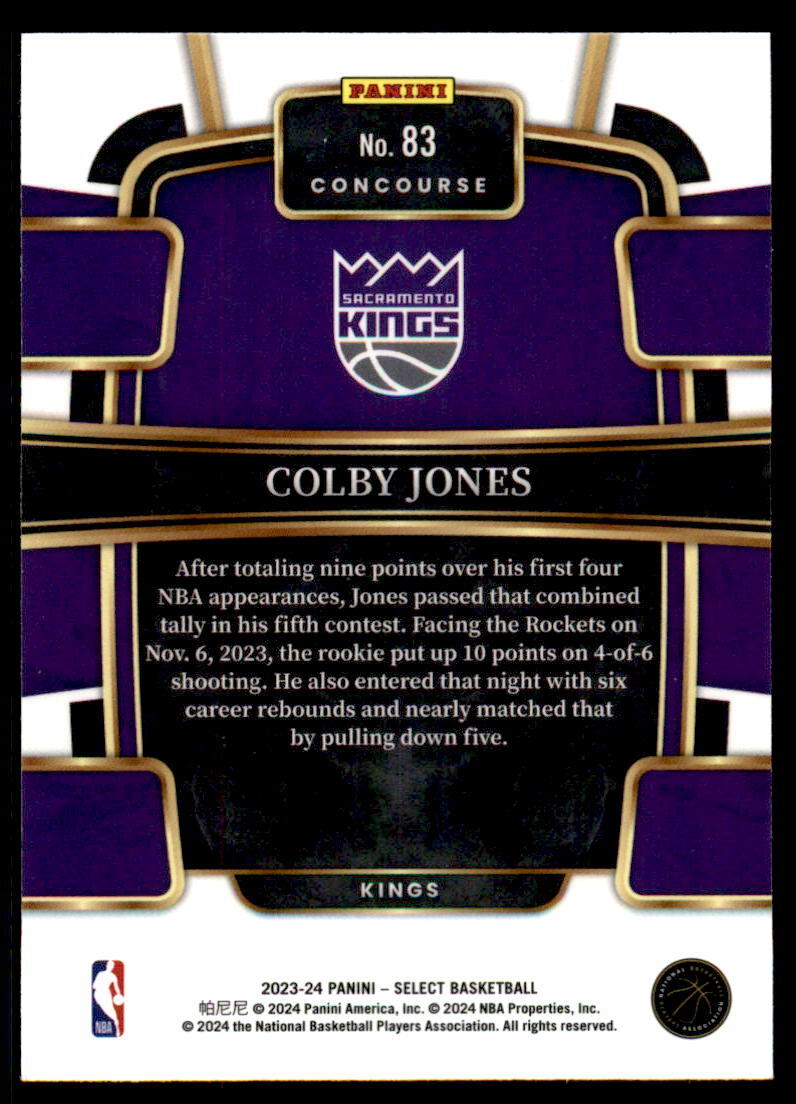 2023-24 Panini Select #83 Colby Jones Rookie | eBay