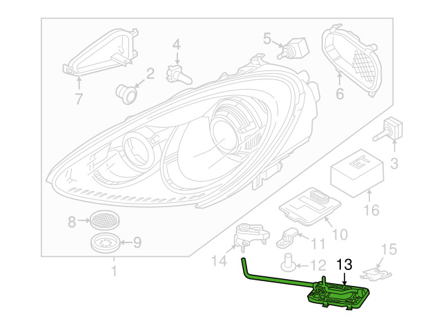 Genuine Porsche Cayenne 92a Mounting for Main Beam Headlight Right ...
