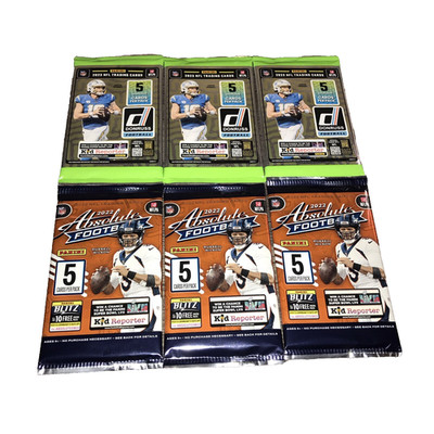 (3)2023 Donruss &(3)2022 Panini Absolute Football 5 Card Packs-Sealed ...