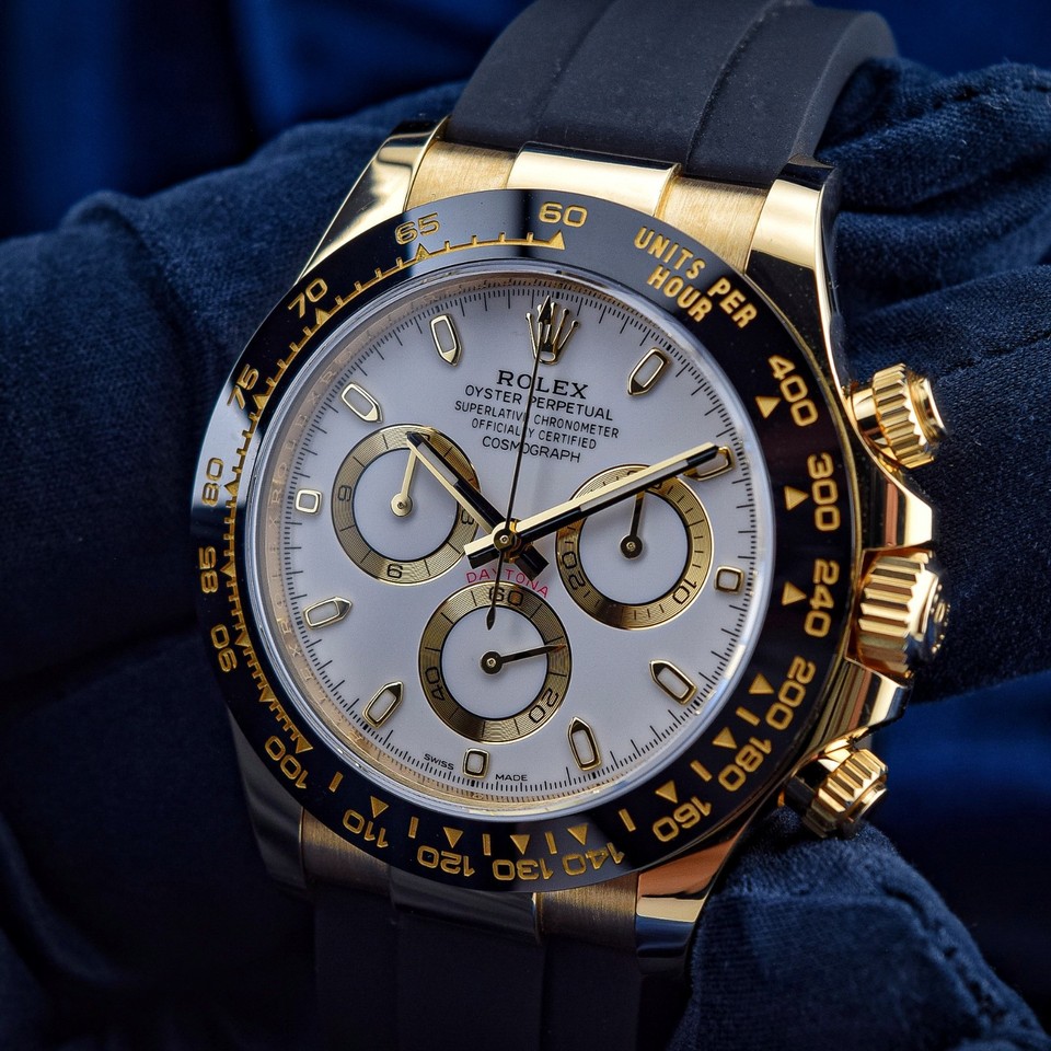 Rolex Daytona Yellow Gold 116518LN Cosmograph White Dial Gold Subdials ...