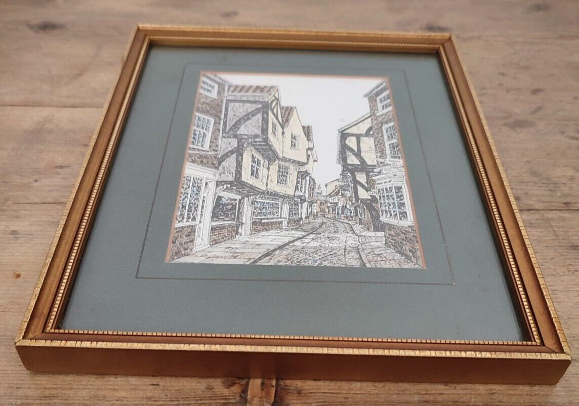 Hand Tinted Print of The Shambles York Signed by D.A.HEALD Mounted ...