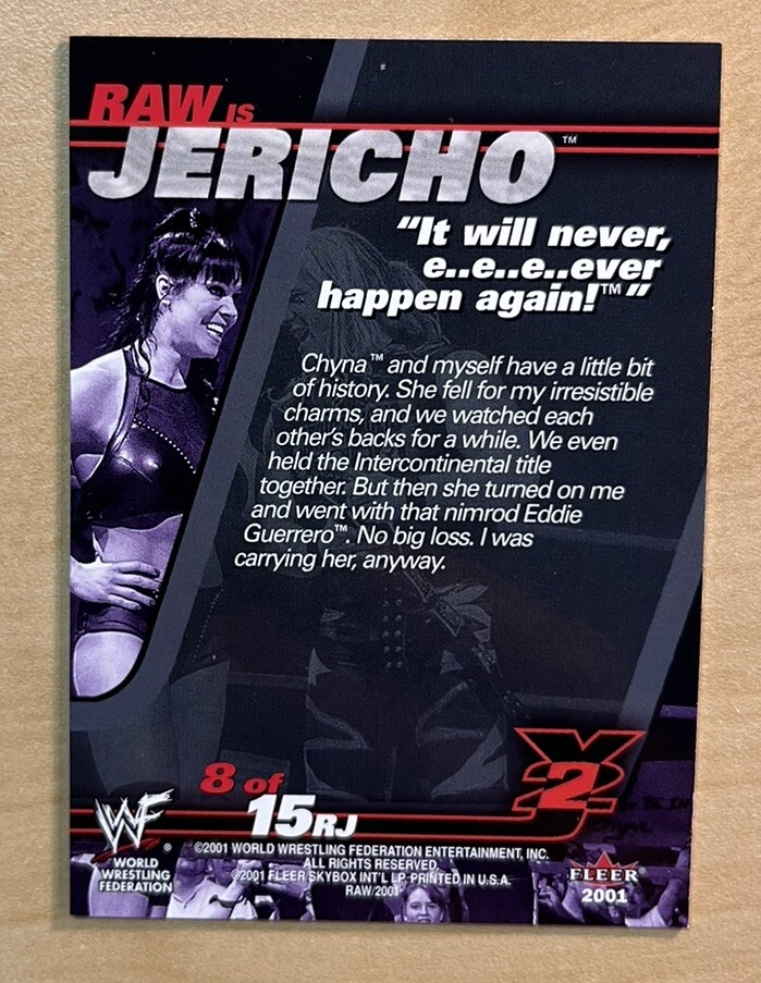 RAW IS JERICHO Y2J 2001 Fleer Card #8RJ, Chyna | eBay