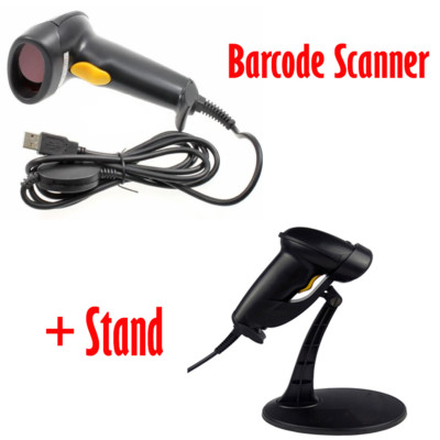 Portable USB Laser Gun Bar Code Label Scanner With Stand Holder ...
