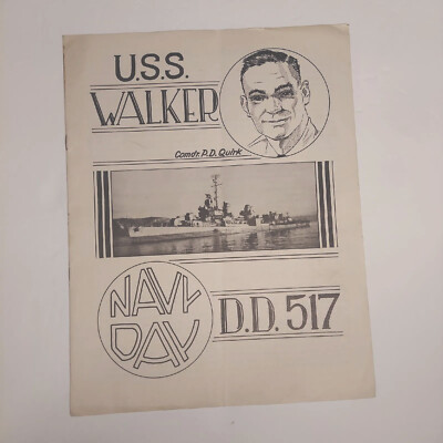 USS WALKER DDE-517 1945 Navy Day Newsletter Booklet | eBay