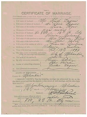 Vintage 1899 State of Wisconsin Marriage License | eBay