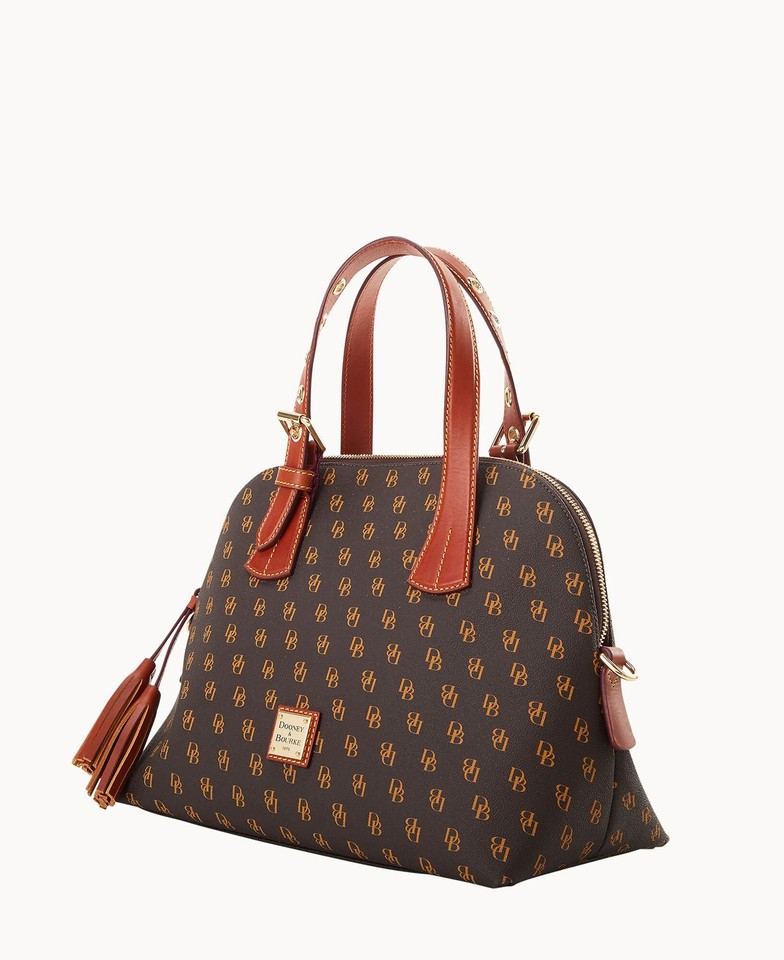 NWT Dooney & Bourke Gretta Small Audrey Satchel Tote Bag Brown/Navy New ...