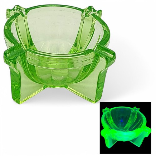 Fry Glass Co Art Deco 1930’s Green Uranium Depression Glass Ashtray ...