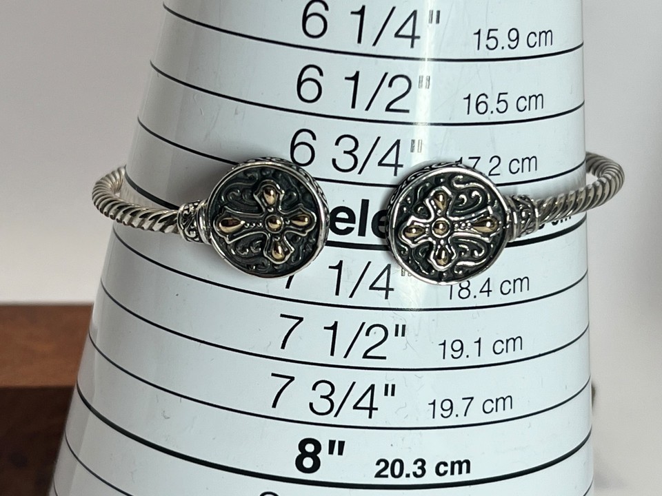Designer Samuel B Benham 925 Sterling 18K goldcuff bracelet hinged Bali ...