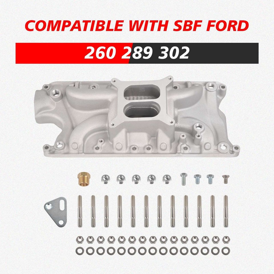 Dual Plane Satin Aluminum Intake Manifold For Small Block Ford SBF 260 ...