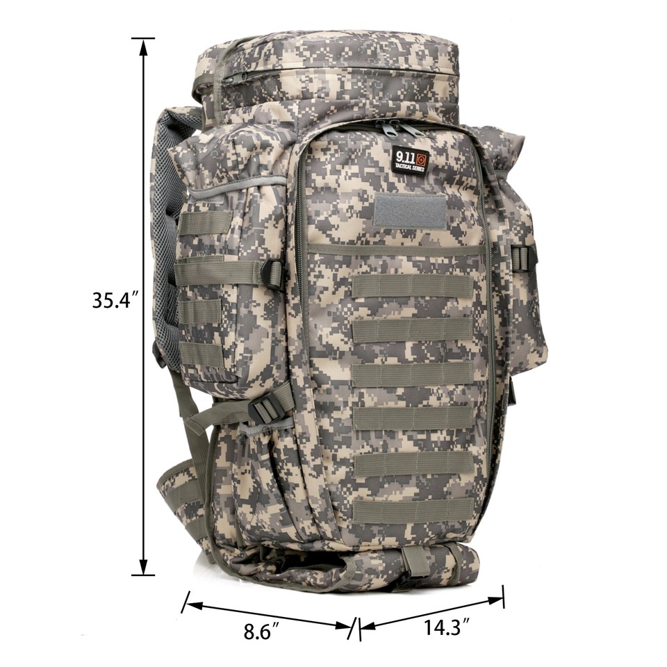 72L Large Military Tactical Backpack Rifle Bag Expandable Hiking Molle ...