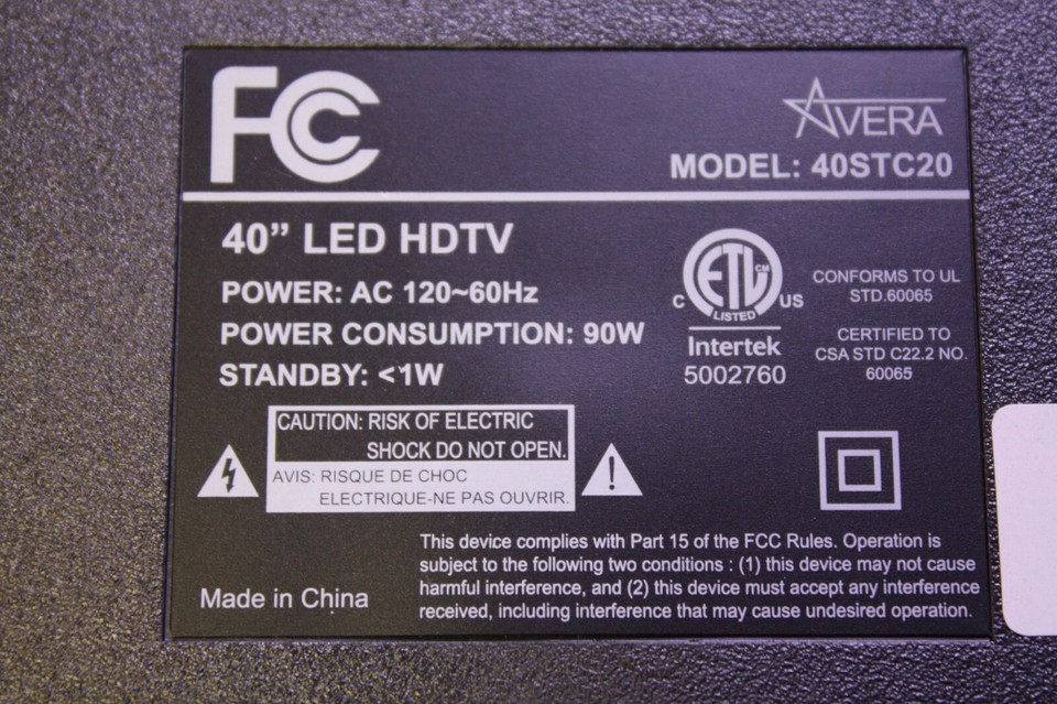 Avera 40STC20 OEM Factory Original Remote Control kit with cables and ...