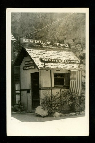 Post Office postcard California CA Wheeler Springs flag smallest Real ...