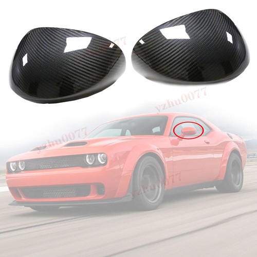 For Dodge 2009-2022 Challenger Carbon Fiber Rear View Mirror Cover Trim ...