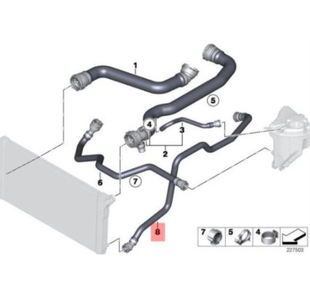 BMW oem coolant hose 7809820 F10 F10 LCI F11 F11 LCI 17127809820 for ...