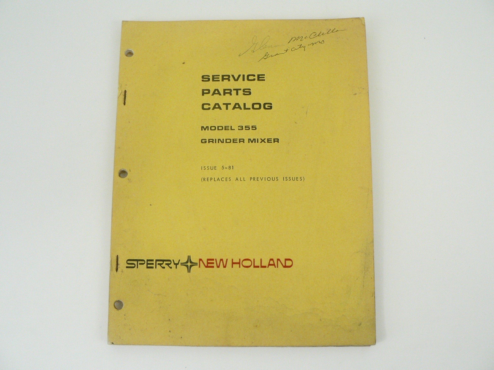 Service Parts Catalog Sperry New Holland Model 355 Grinder Mixer ...