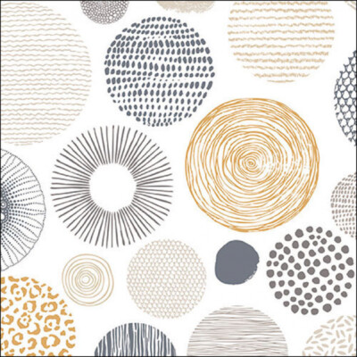 AMBIENTE 3-PLY TISSUE NAPKINS PACK OF 20 ~ Circles Textures - Decoupage ...