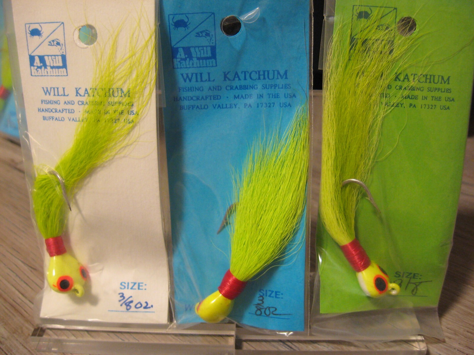 3 Katchum 3/8 Oz Wobbler Fishing Jigs Chartreuse Bucktail Red Wrap ...