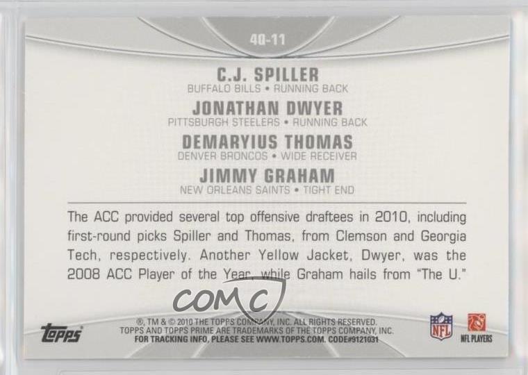 2010 Topps Prime 4th Quarter Jonathan Dwyer Jimmy Graham CJ Spiller ...