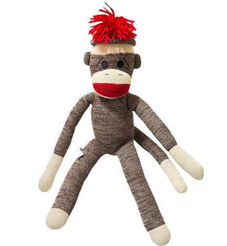 Schylling Brown & Cream Sock Monkey 22" Red Mouth Bottom Plush Stuffed Animal | eBay
