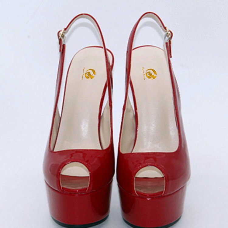 Fashion Women Heels Peep Toe High Heel Pumps Shinny Red Shoes Woman ...