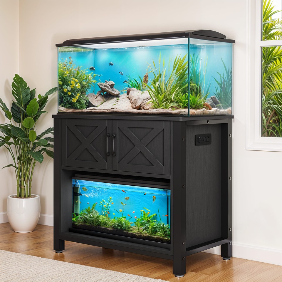 50 Gallons Aquarium STAND ONLY Metal Fish Tank Storage Cabinet & Power ...