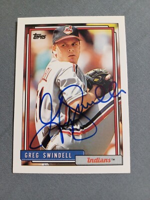 GREG SWINDELL 1992 Topps # 735 autographed signed card INDIANS 92 Auto ...