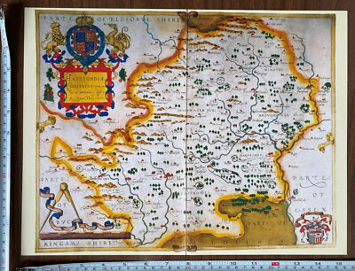 Old Tudor Saxton 1500's Map Hertfordshire, England 1577 Antique Reprint ...