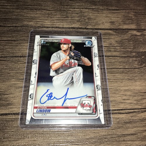 2020 Bowman Chrome- Ethan Lindow-On Card Auto Philadelphia Phillies & S ...
