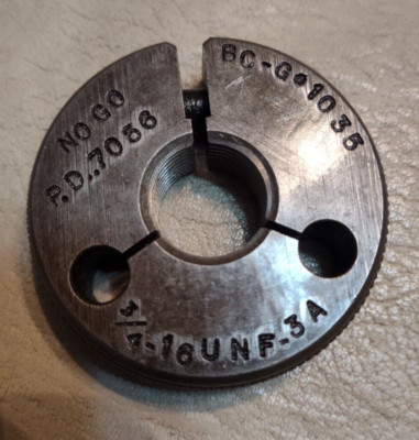 SHEFFIELD 3/4-16 UNF-3A Thread Ring Gage NOGO ONLY PD .7056 | eBay