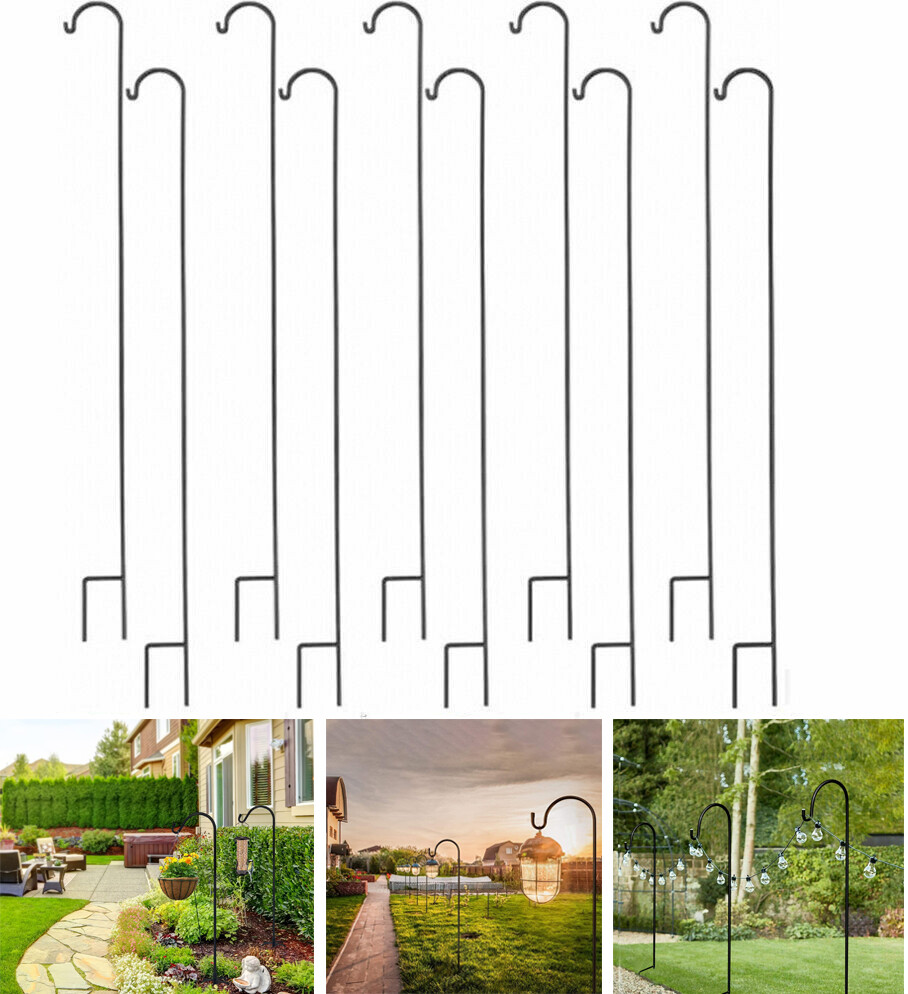 10Pcs Shepherds Crook Hook 1.5m For Bird Feeder Pole Hanging Garden ...