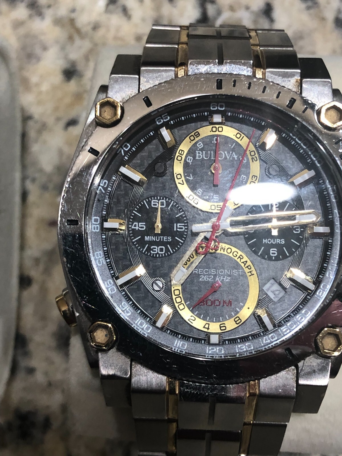 Bulova Precisionist Chronograph Men's Black/GOLD Watch - 98B228 ...