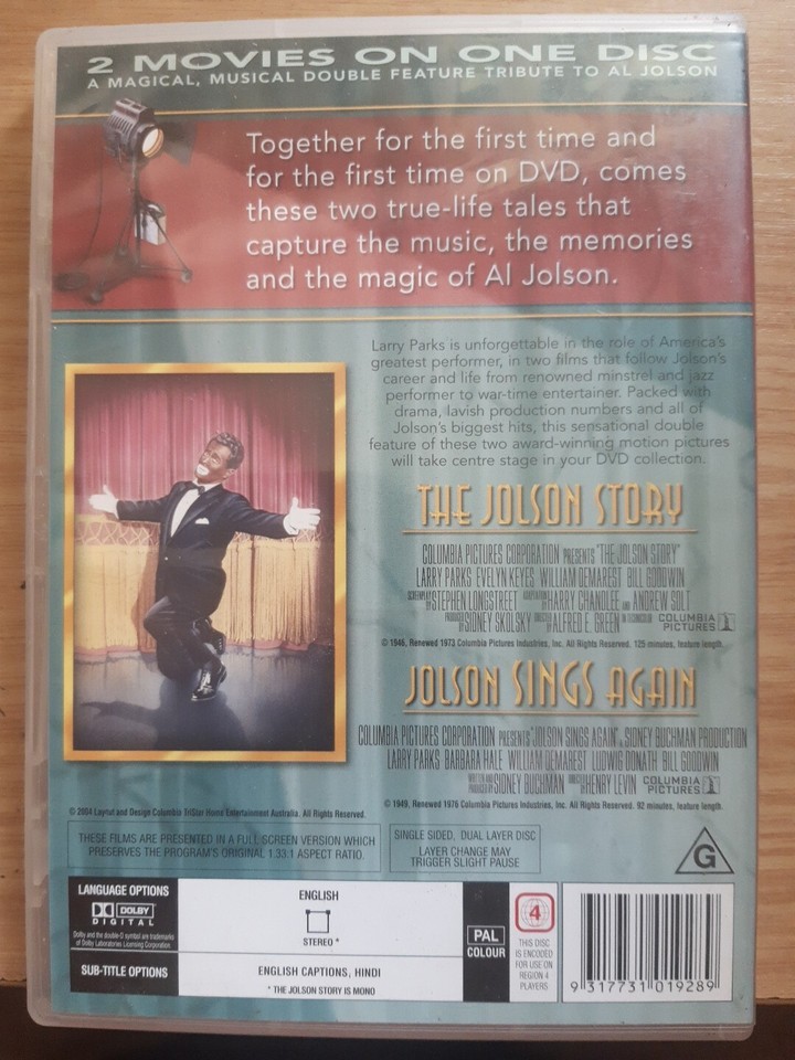 The Jolson Story / Jolson Sings Again (DVD, 2000) 9317731019289 | eBay