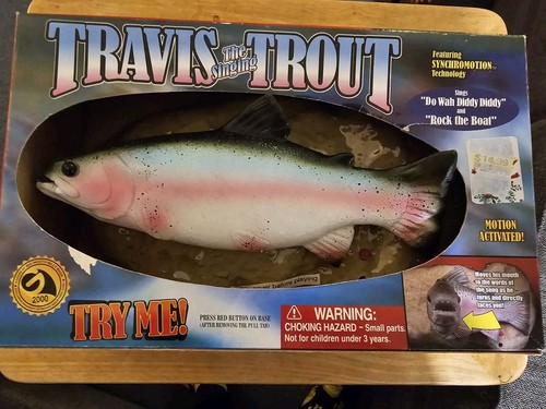 Gemmy Travis the Singing Trout Fish Synchromotion NEW IN BOX Original ...
