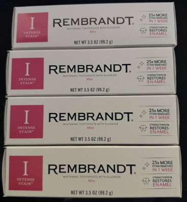 Rembrandt Intense Stain Whitening Toothpaste Mint Flavor 3.5oz 4 Pack ...