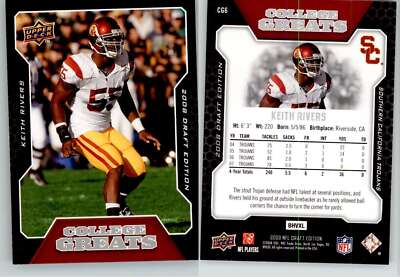 Keith Rivers 2008 Upper Deck Draft Edition College Greats CG6 USC RC EX ...
