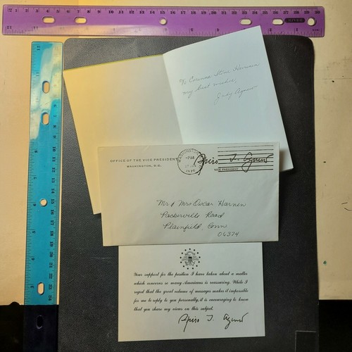 SPIRO T. AGNEW & JUDY AGNEW Autograph Signature VP Stationary Printed ...