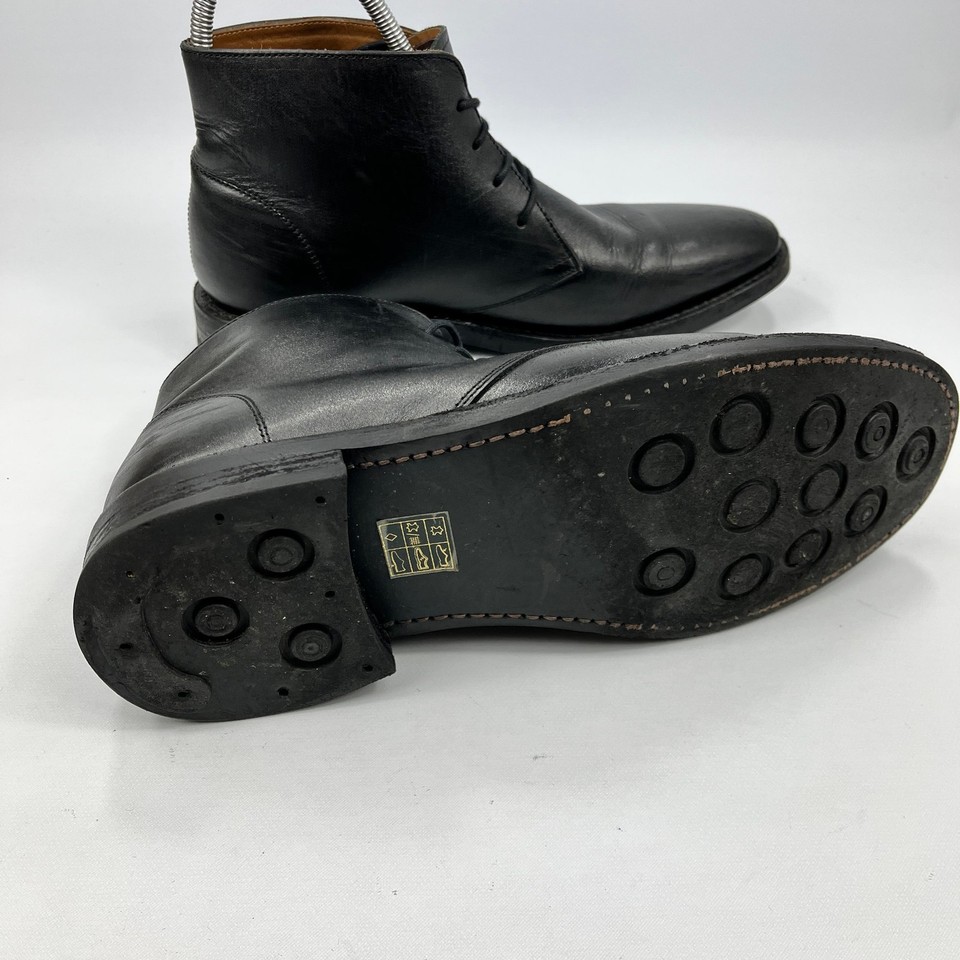 Samuel Windsor Men's Black Leather Chukka Boots UK 9 Classic Lace Up ...