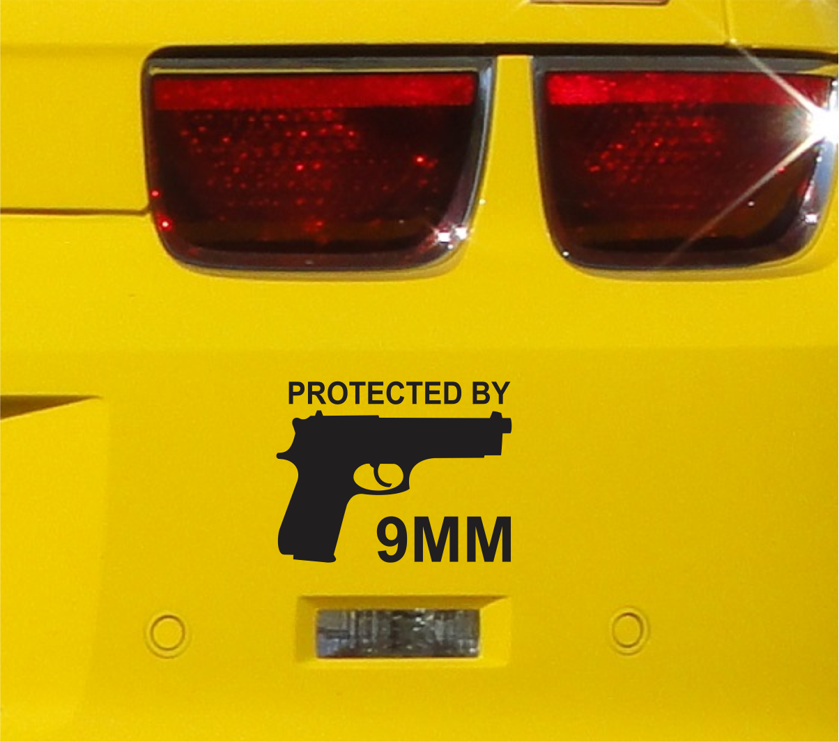 Protected By 9MM Bumper Sticker Vinyl Decal Hand Gun Molon Labe Car ...