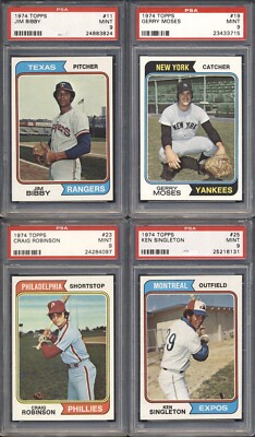 1974 Topps PSA Baseball Group Lot of 55 PSA Cards ALL GRADE PSA 9 MINT ...