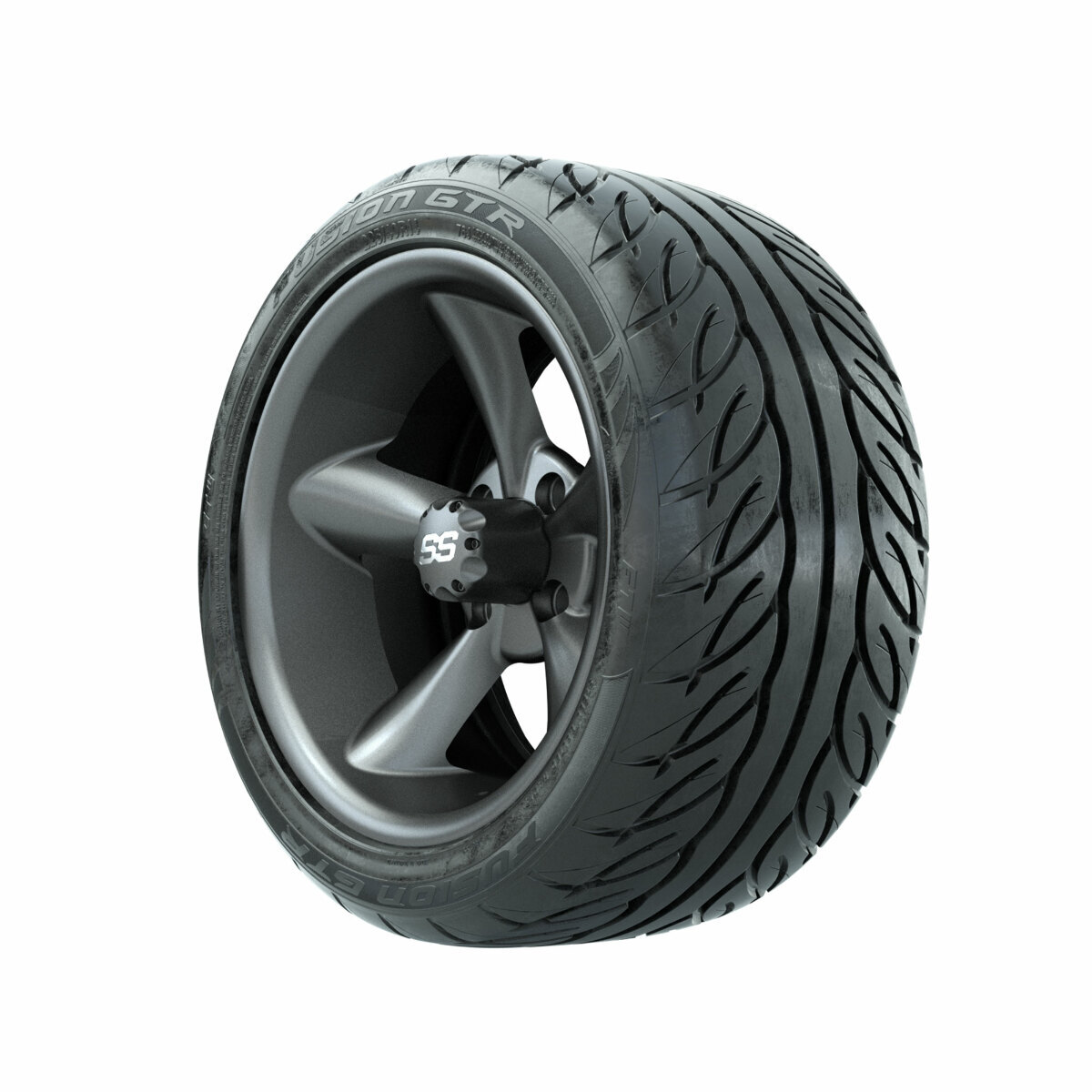 GTW 14" Godfather Matte Gray Wheels on 225/40-R14 Fusion Golf Street ...