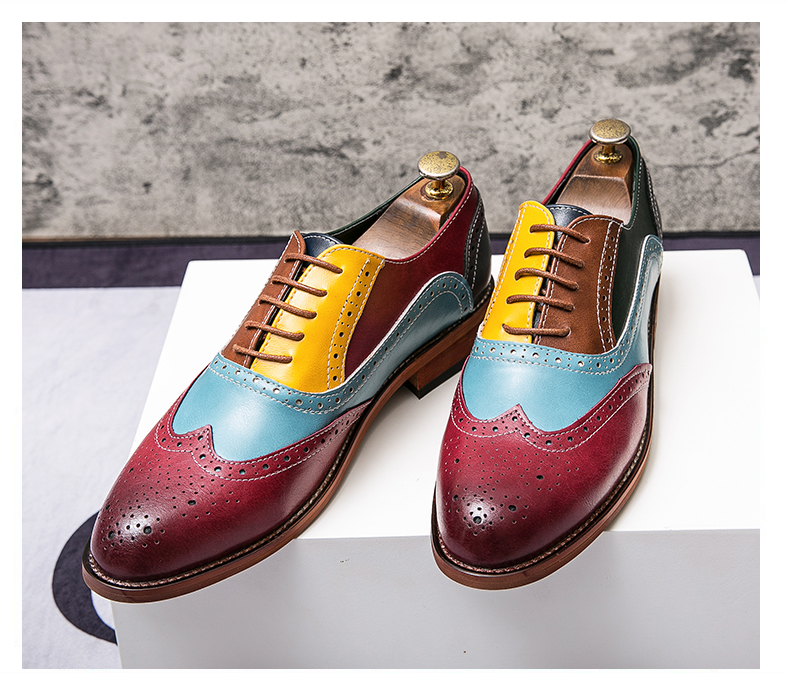 Men Brogues PU Round Toe Carved Lace Up Business Wedding Party Dress ...